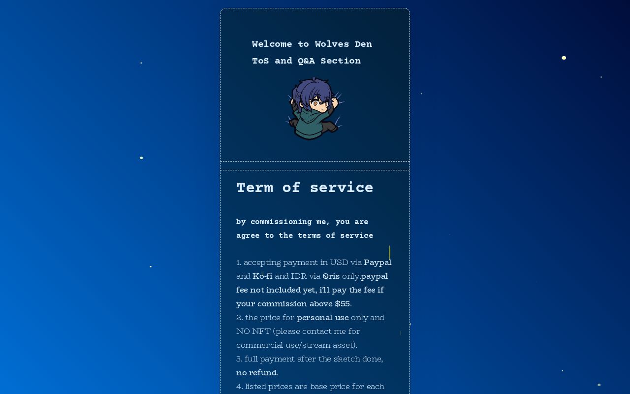 Wolves Den tos and qna